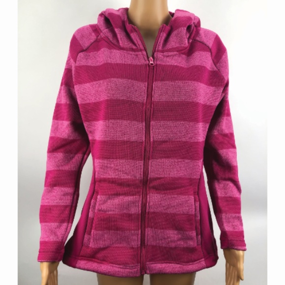 Jackets & Coats | Womens Fuchsia Striped Fleece Sweater Hoodie | Poshmark